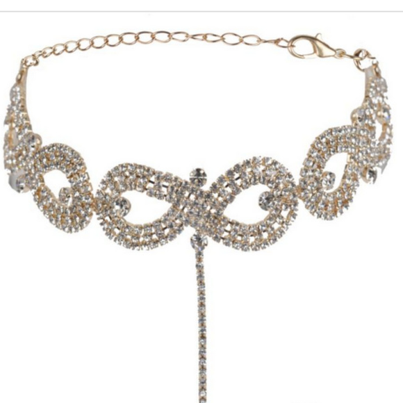 Jewelry | Beautiful Rhinestone Long Necklace Chocker Pendant | Poshmark